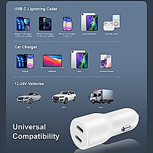 iPhone 11 12 13 14 Car Charger, 45W Dual Port USB C Power Delivery Fast Car Charging Adapter Plug with 2Pack 6ft Type C to Lightning Cable Cord for iPhone 14 Pro Max/13 Pro/12 Pro/12 Mini/11/iPad.