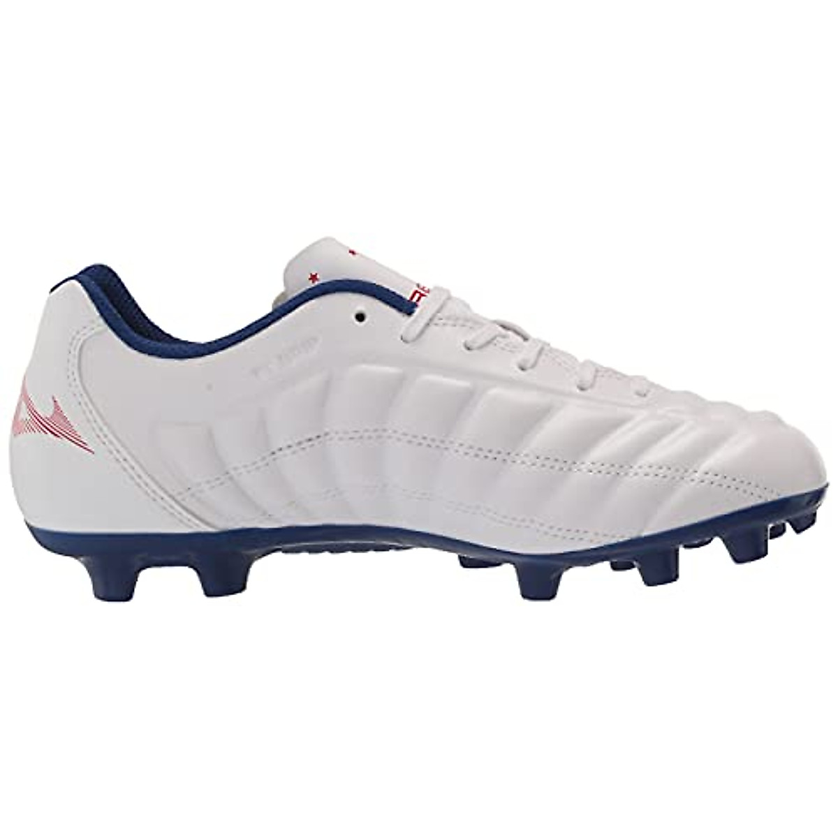 Mizuno Boy's Rebula Cup Select Jr. Soccer Shoe, White-Red, 2 Big Kid