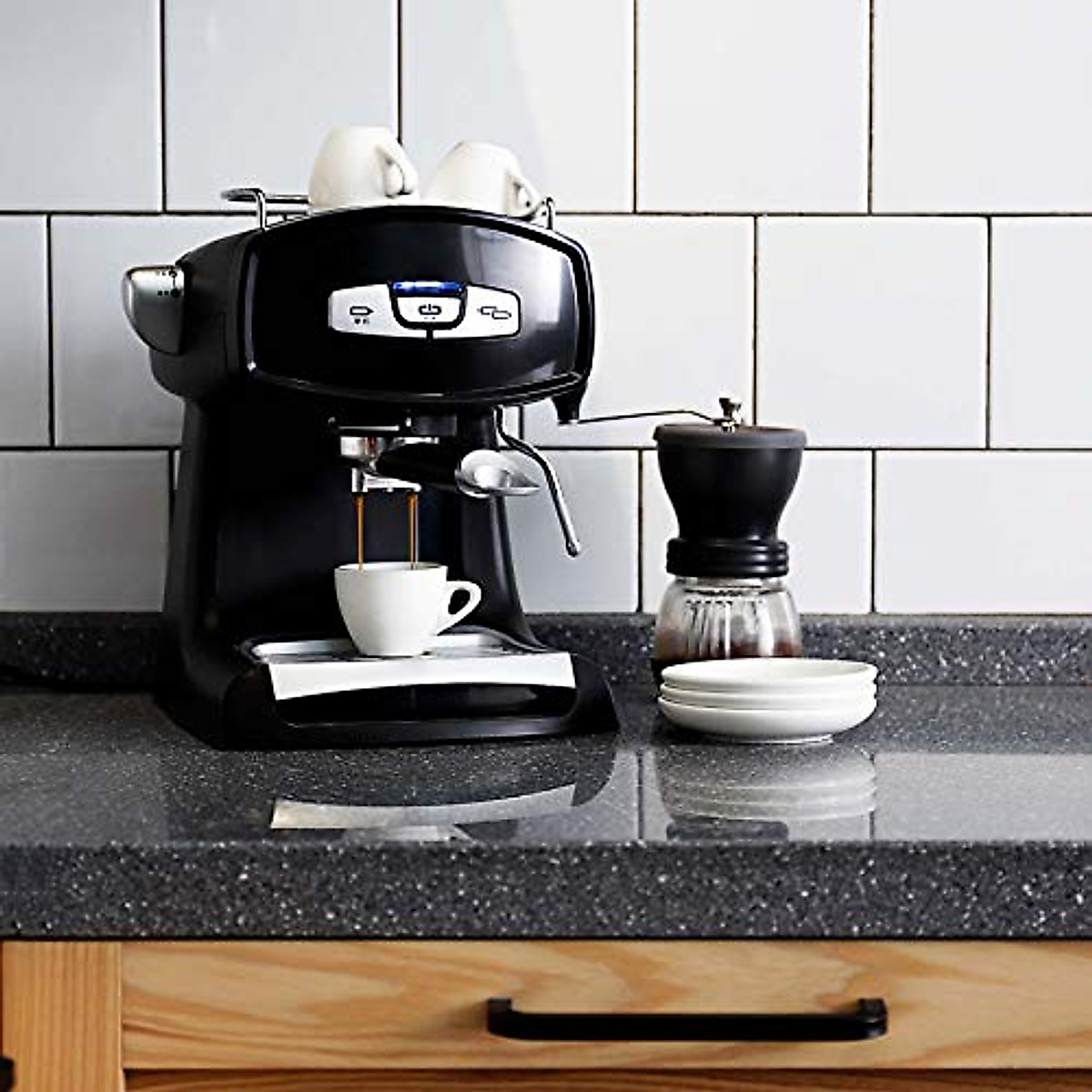 Sweese 401.001 Porcelain Espresso Cups with Saucers - 2 Ounce - Set of 6, White