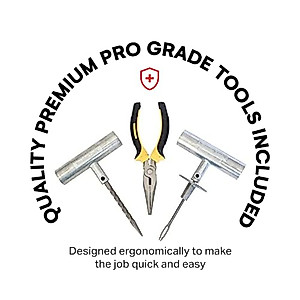 Boulder Tools Heavy Duty Tire Repair Kit - Flat Tire Puncture Repair Kit - Professional Tools for Quick and Easy Repair - Suitable Tire Plug Kit for Car, Truck, RV, Motorcycle, Tractor, and Trailer