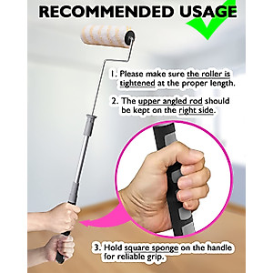 6pcs House Paint Roller Kit, PinStone 9 inch Extendable Roller Frame with 5 Microfiber Replacement Covers, Adjustable Painting Roller (18" - 36"), Home Painting Supplies for Painting Walls & Ceilings