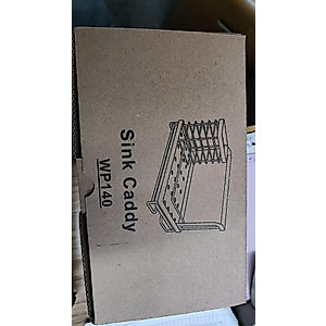 Nieifi Sink Caddy Organizer Countertop Sponge Brush Soap Holder with Drain Pan Stainless Steel for Kitchen Black