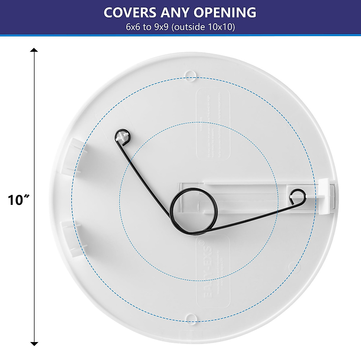 Easy-Exs 10" Round Access Panel for Ceiling and Wall - Adjustable from 6 to 9 inches - Ceiling Hole Cover - for Electrical, Plumbing, Cables, HVAC, Speaker and LED Holes - Durable Plastic Panel