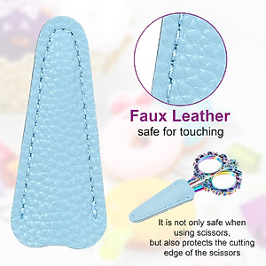 Andibro Small Precision Scissor, Small Embroidery Scissors with PU Cover Sewing Scissor Embroidery Crafting Threading Scissor for Needlework Craft Art Work Manual Handicraft DIY Tool(blue)