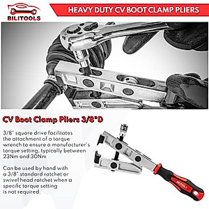 BILITOOLS CV Axle Boot Clamp Pliers Tool 3/8" Drive Heavy Duty Boot Clamp Tool for Ear Clamps