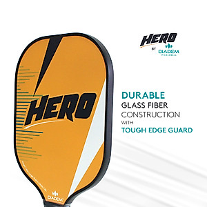 Diadem Hero Lightweight Composite Pickleball Paddle | Honeycomb Core, Fiberglass Face, Extra Duty Bumper | Wide Face, Lightweight, Easy to Swing | Indoor/Outdoor | USAPA Approved (Blue)