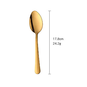 Gold Dinner Spoon 12-Piece Stainless Steel Dessert Spoon, BUY&USE 6.9 Inches Dinnerware Set