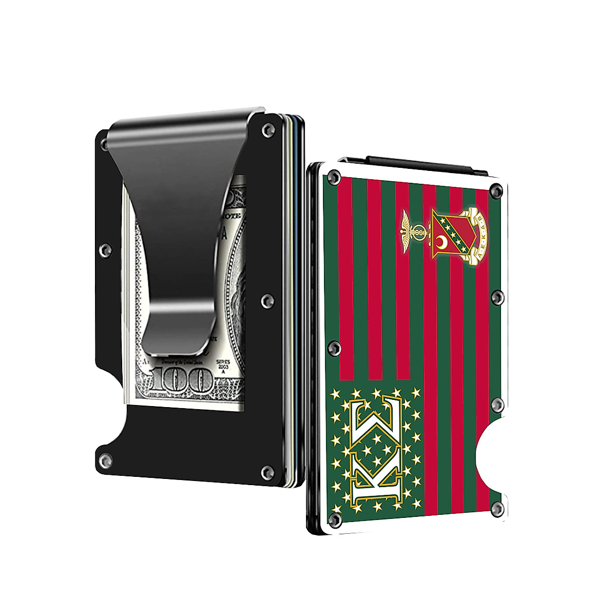 greeklife.store Kappa Sigma Fraternity’s Premium Stainless Steel Money Clip Wallet with RFID Blocking Technology, Rich Storage Front Pocket Credit Card Holder (Kappa Sigma)