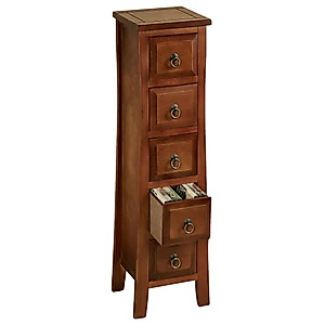 Touch of Class Pesaro II Storage Cabinet Regal Walnut Five Drawer - Made of Wood - Narrow, Vertical - Elegant Furniture for Bedroom, Living Room, Office - Functional Furnishing