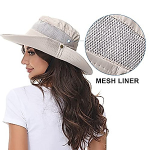 Summer Sun Hat Women Wide Brim Breathable Outdoor Hiking Hat Summer Fishing Hat with Adjustable Drawstring