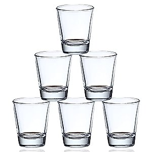NUYKOUY Shot Glass Set, 100% Clean 100% Wipe Glass Shot Glasses, 1.5 oz, Set of 6, Clear Shot Glasses