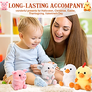 Skylety 4 Pieces Farm Stuffed Animals Stuffed Farm Theme Plush Animals Bulk 4.72 Inches Chicken, Duckling, Pig, Cow Plush Stuffed Animals Toys for Valentine's Day Birthday Gift Party Favor Supplies