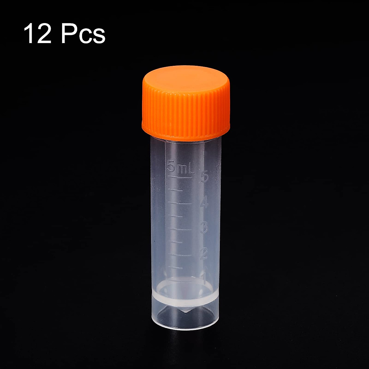 PATIKIL 5mL Plastic Test Tubes, 12 Pack Frozen Container Storage Screw Cap for Lab Laboratory Science, Clear