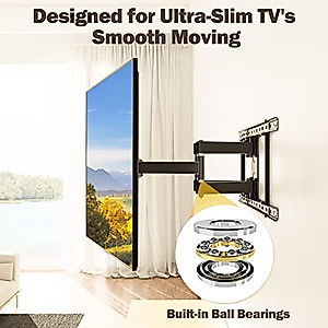Mounting Dream UL Listed TV Wall Mount for Most 42-84” TVs, Premium Ball Bearings Design for Ultra-Slim TV’s Smooth Moving, Full Motion TV Mount with Articulating Arm, Max VESA 600x400mm and 100LBS