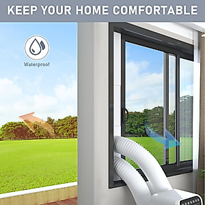 Flamorrow Dual Hose Portable Air Conditioner Window Kit, 5" Diameter Adjustable Window Seal Plates with Foam Seal Strip, Sliding AC Window Vent Kit for Exhaust Hose, White