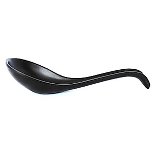 Lucky Star Melamine Japanese Ramen Vietnam Pho Noodle Soup Serving Spoons Utensil, 6.5” Length, Black (48)