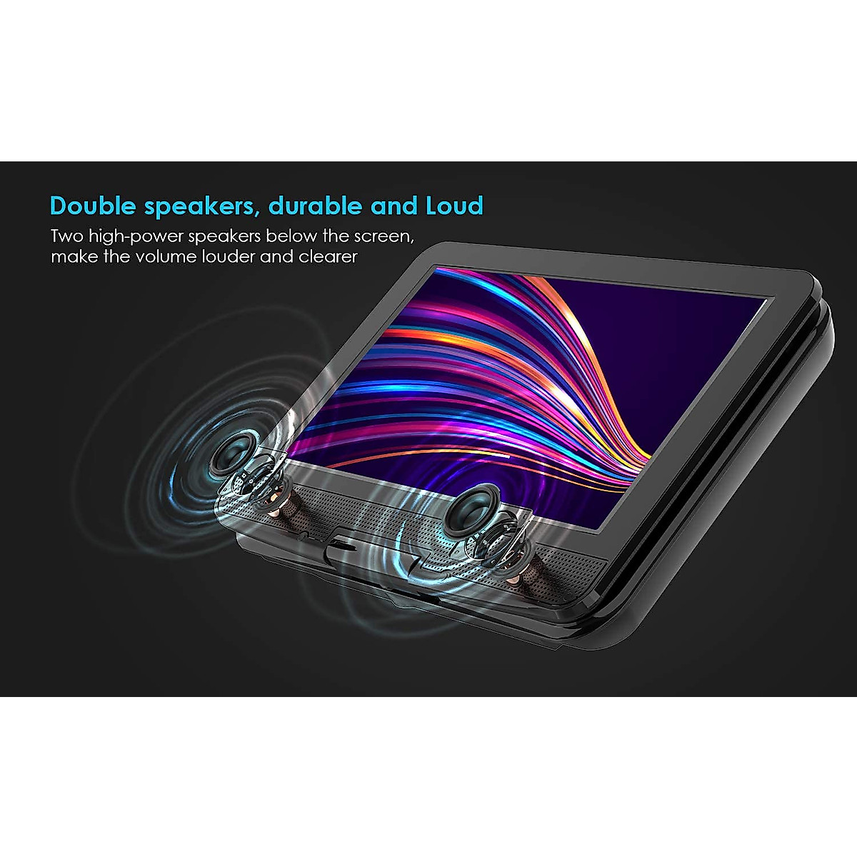 ieGeek Portable DVD Player 12.5", with 10.5" HD Swivel Screen, Car Travel DVD Players 5 Hrs Rechargeable Battery, Region-Free Video Player for Kids Elderly, Remote Control, Sync TV, USB&SD, Black