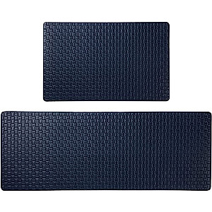 Asvin Premium Kitchen Mat Set, Anti Fatigue PVC Kitchen Floor Mat and Rug, 17"x30"+17"x47", Cushioned, Waterproof, Heavy Duty Kitchen Sink Mat for Home, Farmhouse, Indoor, Blue