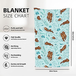 LAKIMCT Otter Swimming Blanket for Couch Bed Throw Blanket, Aesthetic Decorative Blanket for Travel Camping Comfy Blanket, Full Size Blanket, 30x50 inch