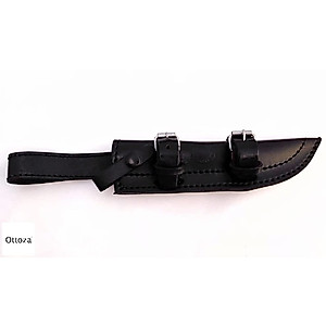 Ottoza Handmade Leather Knife Sheath SIDE DRAW Knife Sheath - Bushcraft Knife Sheath - Hunting Knife Sheath - Survival Knife Sheath - Vertical Knife Sheath Black TOP GRAIN LEATHER No:162