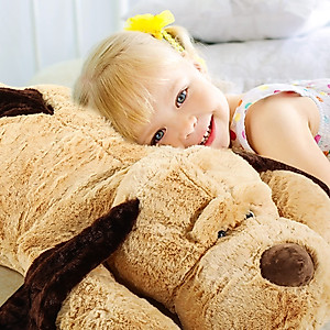 HyDren 55 Inch Giant Puppy Dog Stuffed Animal Large Plush Dog Pillow Soft Stuffed Dog Huge Stuffed Animal Pillow Big Plush Toy for Boys Girls Adults Birthday Holiday Presents