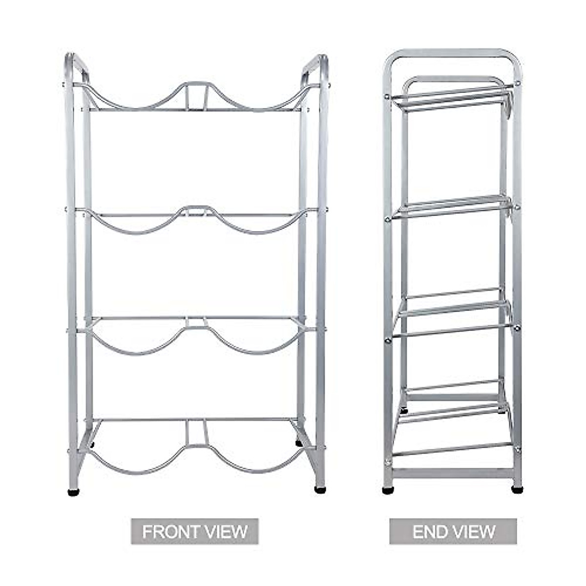 KAX 5-Gallon Water Bottle Holder 8 Trays Water Jug Rack 4-Tier Water Bottle Rack Reinforced Steel Rack for Water Storage Water Bottle Storage Rack for 8 Bottles, Silver