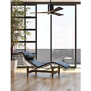 Matthews PA3-BK-BK-52 Patricia Indoor/Outdoor Damp Rated 52" Ceiling Fan with LED Light and Remote & Wall Control, 3 Wood Blades, Matte Black