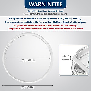 20 oz Replacement Rubber Lid Seals O Shaped Resealable Lid Gaskets for 10, 12, 16 and 20 Ounce Insulated Stainless Steel Tumblers (White, 6 Pieces)