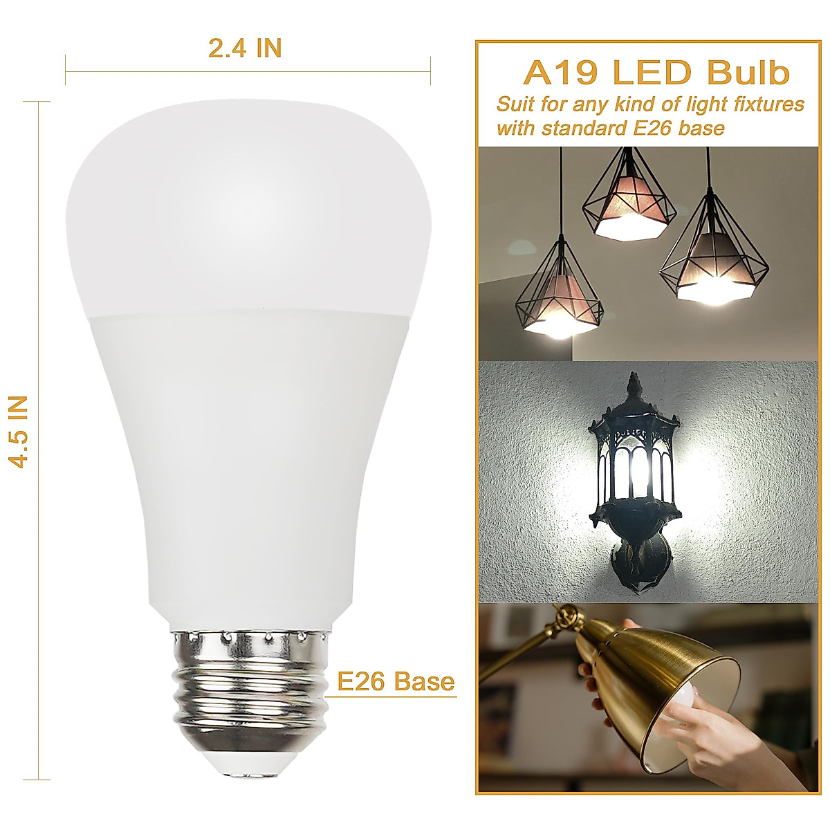 GREENIC 15 Watt Led Light Bulb, Small A19 E26 Base Led Bulbs 100 Watt Equivalent, 3000K Warm White Lightbulb, 120V 15W 1600lm Soft Light Bulbs for Home, Indoor, Outdoor Lighting, 2 Pack