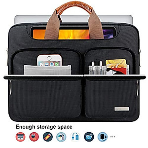 Lacdo 360° Protective Laptop Shoulder Bag Sleeve Case for 13 inch New MacBook Air M2 A2681 M1 A2337 A2179 A1932 | 13" New MacBook Pro M2 M1 A2338 A2251 A2289 A2159 | Surface Book 3 2 Computer, Black