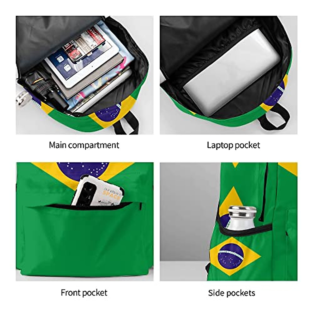 Lightweight Laptop Backpack Brazil Flag School Backpack Bookbags Schoolbag Casual Daypacks