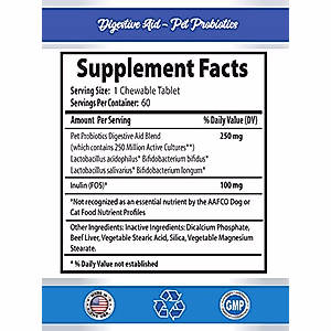 PET SUPPLEMENTS Dog Digestive aid - Dog Digestive AID - PROBIOTICS - Powerful Formula - Dog lactobacillus - 2 Bottle (120 Chews)