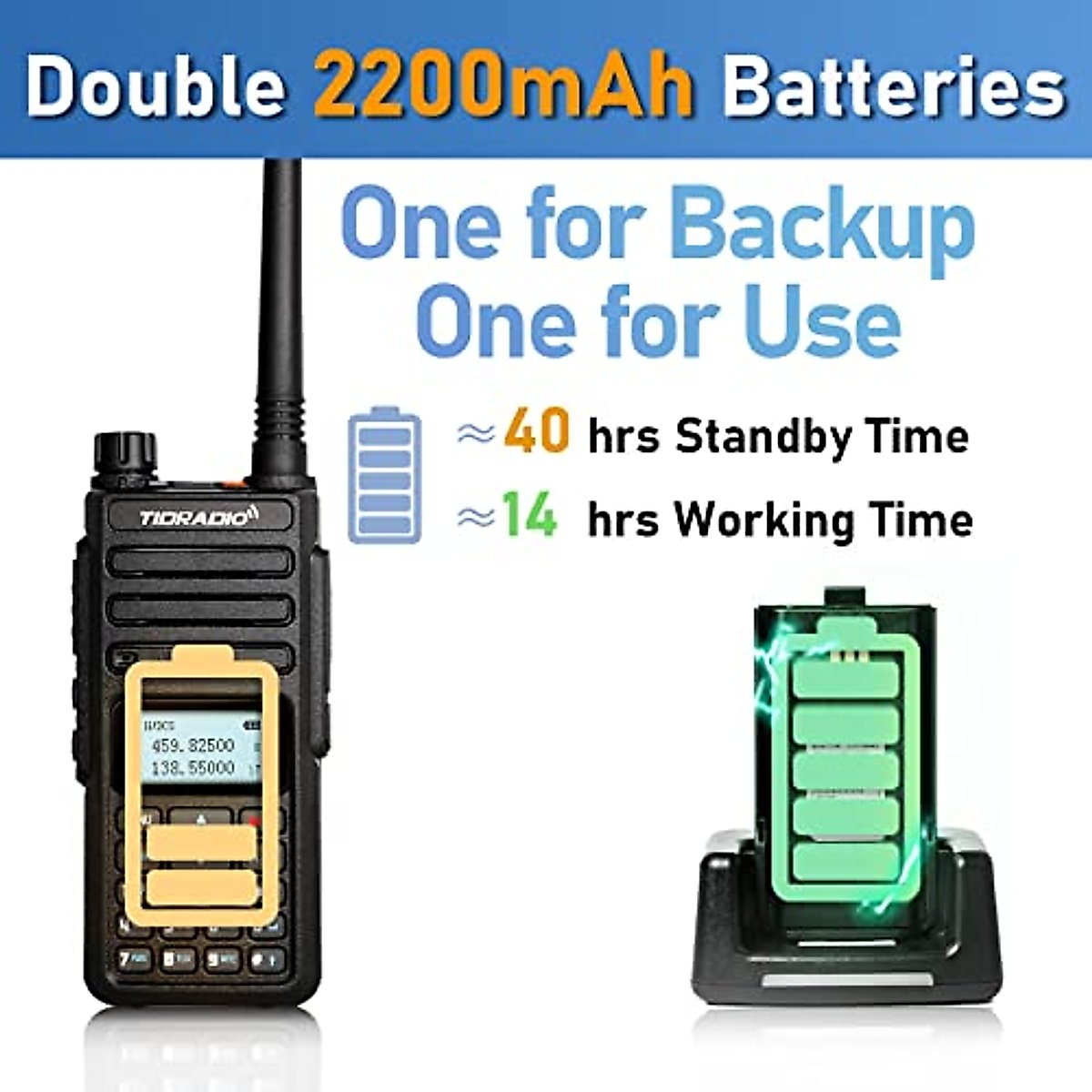 TIDRADIO TD-H6 10Watt Ham Radio Handheld Upgraded from UV-5R Dual Band Walkie Talkies with Extra 2200mAh Battery, Programming Cable, Speaker Mic and TD-771 Antenna