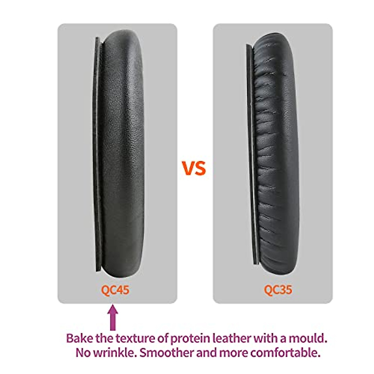 Earpads for Bose QuietComfort 45 QC45 QC35 ii QC35 Professional Headphones Ear Cushions Replacement Ear Pads Padding with Noise Cancelling Lambskin Leather Memory Foam Black