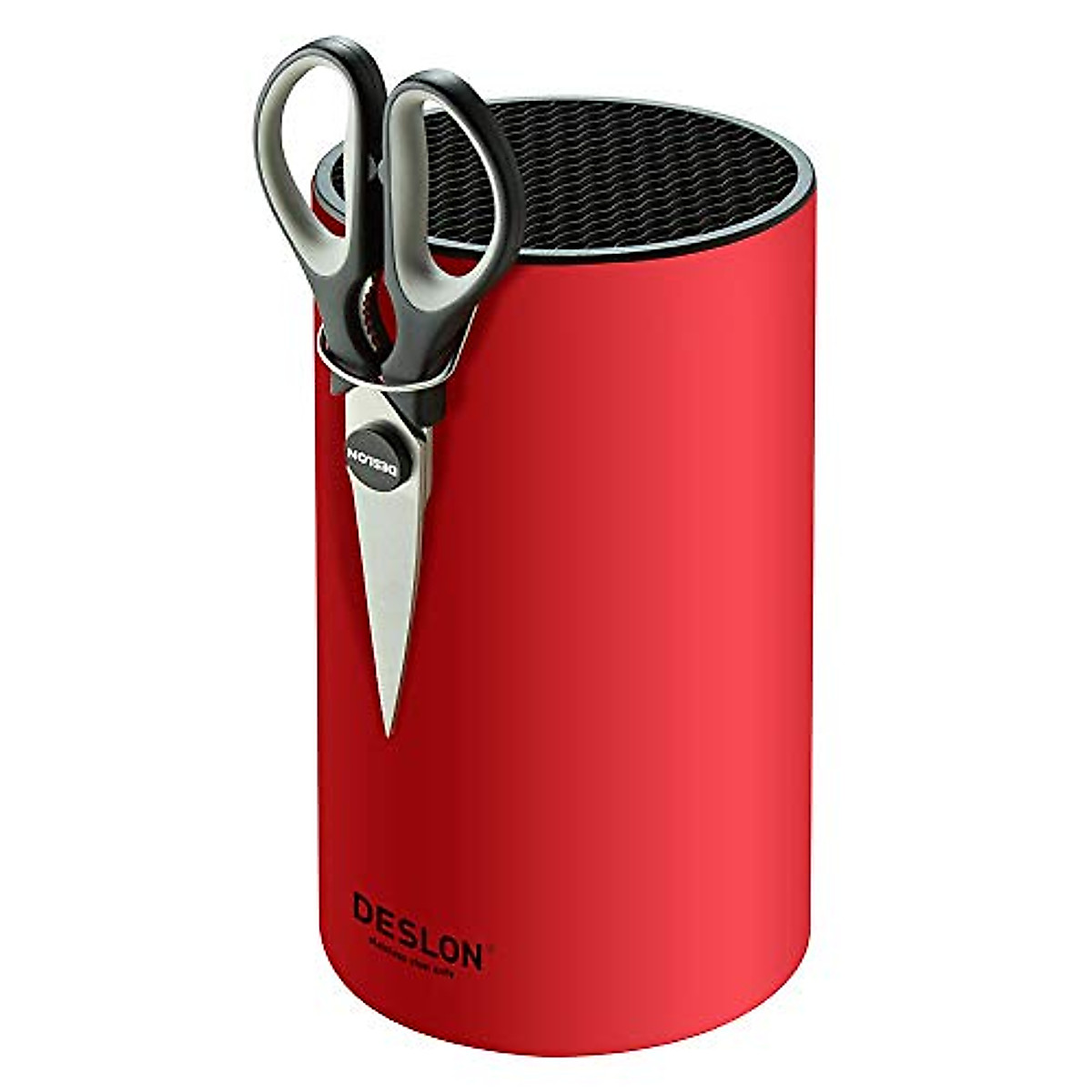 DESLON Knife Blocks, Knife Holder without Knives, Empty Knife Block, Universal Knives Blocks, Red Block Only Design with Scissors-Slot, Holds 12 to 15 Knives,Detachable for Easy Cleaning
