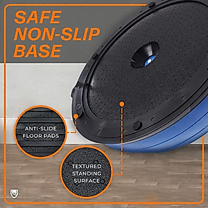 URBNFit Half Balance Ball - Yoga Ball Balance Trainer for Core Stability & Full Body Workout at Home or Gym - Resistance Bands, Pump and Exercise Guide Included - Black