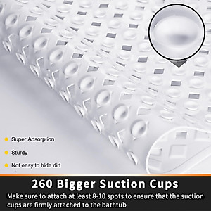 Yimobra Original Non Slip Bathtub Mats, Shower Bath Mat for Tub with Suction Cups and Drain Holes, Machine Washable, BPA, Latex, Phthalate Free, 34.5 x 15.5 Inches, White