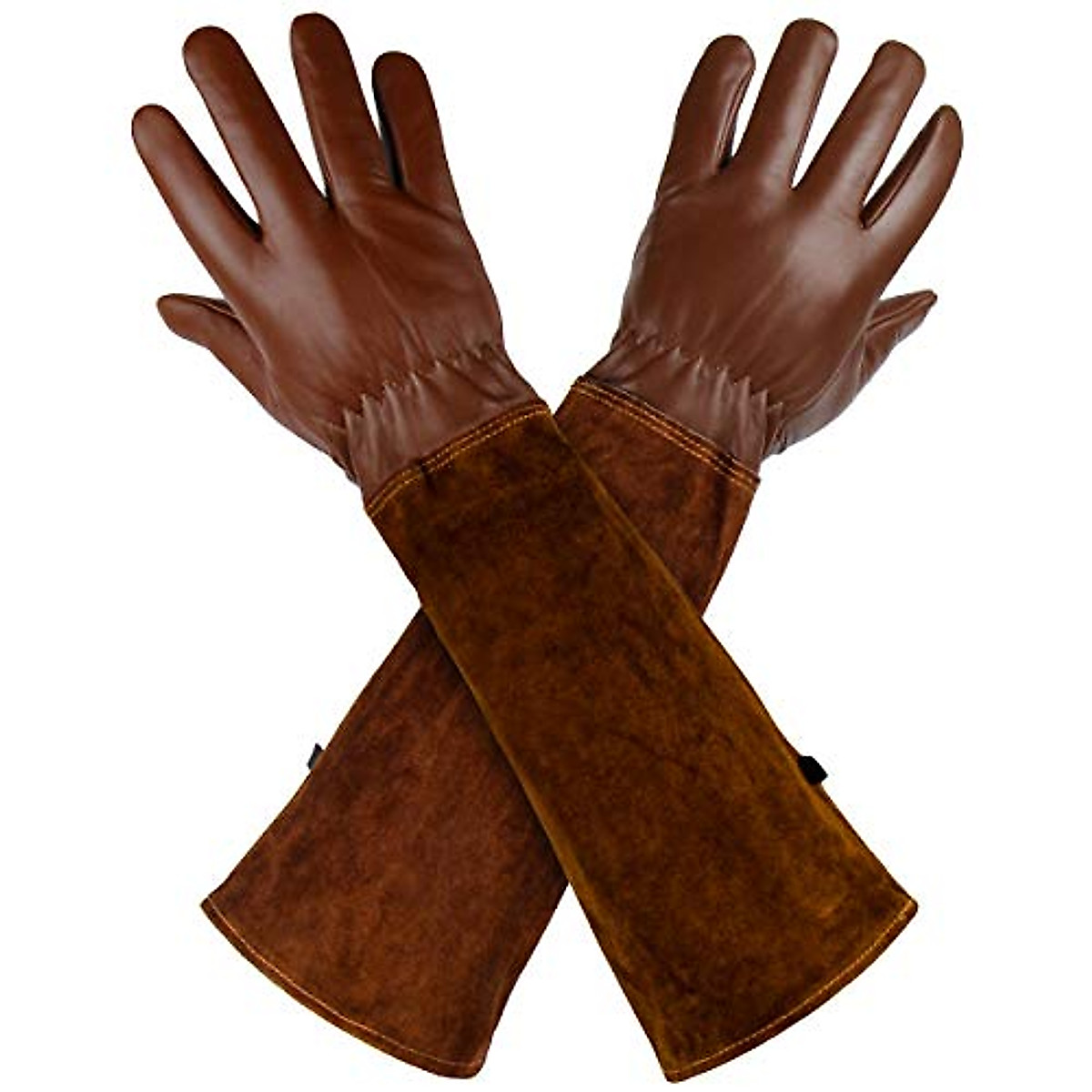 Lalafancy Thorn Proof Gardening Gloves for Women & Men, Rose Pruning Gloves Long Forearm Protection Gauntlet, Cowhide Leather Work Garden Gloves for Roses Thorns