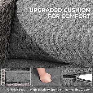 Patio Wicker Swivel Rocker Chairs, Outdoor Glider Rocking Chairs Set of 2 with Side Table, High Back and Thick Cushion Patio Swivel Glider Chair 3 Piece Patio Furniture Sets for Porch Backyard Pool