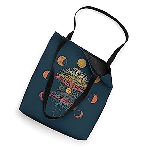 Phases of the Moon Hippie Life 60's 70's Retro Tree Vibe Tote Bag