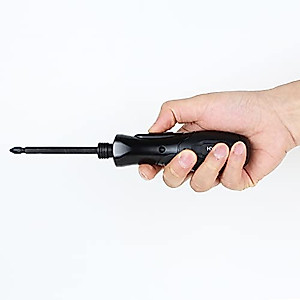 HYBRO Rechargeable Cordless 3.6V Screwdriver Set, Electric and Manual Battery Powered Professional and Home Improvement Tool-2N.m to 10N.m Torque, Double-End Bit,USB Charge,LED Light - H200Q (Black)