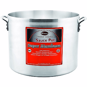 Winco USA Super Aluminum Sauce Pot, Extra Heavy Weight, 40 Quart, Aluminum