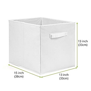 EZOWare Set of 8 Fabric Basket Bins, 13 x 15 x 13 inch Collapsible Organizer Storage Cube with Handles for Home, Bedroom, Baby Nursery, Kids Playroom Toys - ( White + Purple )