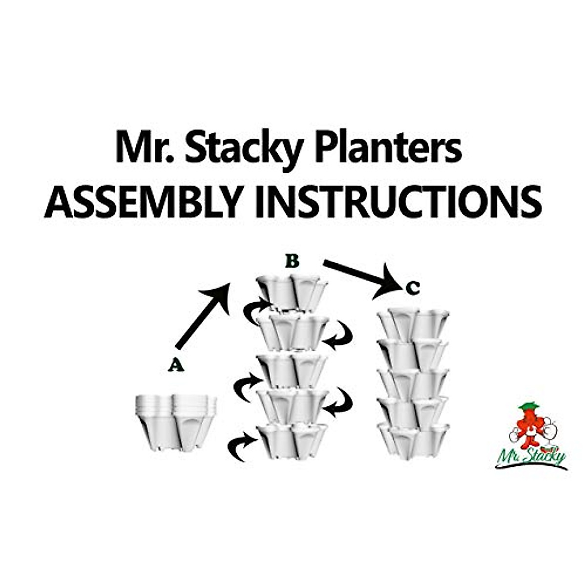 Mr. Stacky 5 Tier Stackable Strawberry, Herb, Flower, and Vegetable Planter - Vertical Garden Indoor/Outdoor