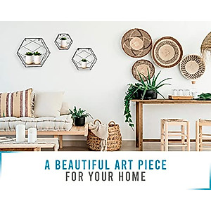 Comfify Industrial Wall Mounted Honeycomb Floating Shelves Set of 3 Decorative Hexagon Metal Wire Shelves – Large, Medium and Small - Modern Shelves for Home, Office and More - Rustic White