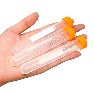 Honbay 20pcs 15ml Plastic Centrifuge Tube EP Tube Seed Bottle - Orange Screw Cap, Round Bottom, Graduated Marks