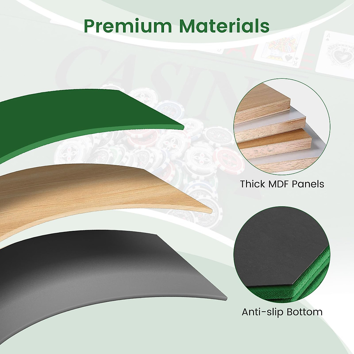 Giantex 48" Poker Table Top, 8 Player Foldable Texas Holdem Poker Mat Layout w/Carrying Bag, Cup Holders, Chip Trays, Portable Anti-Slip Blackjack Octagonal Poker Table Topper for Card Casino Game