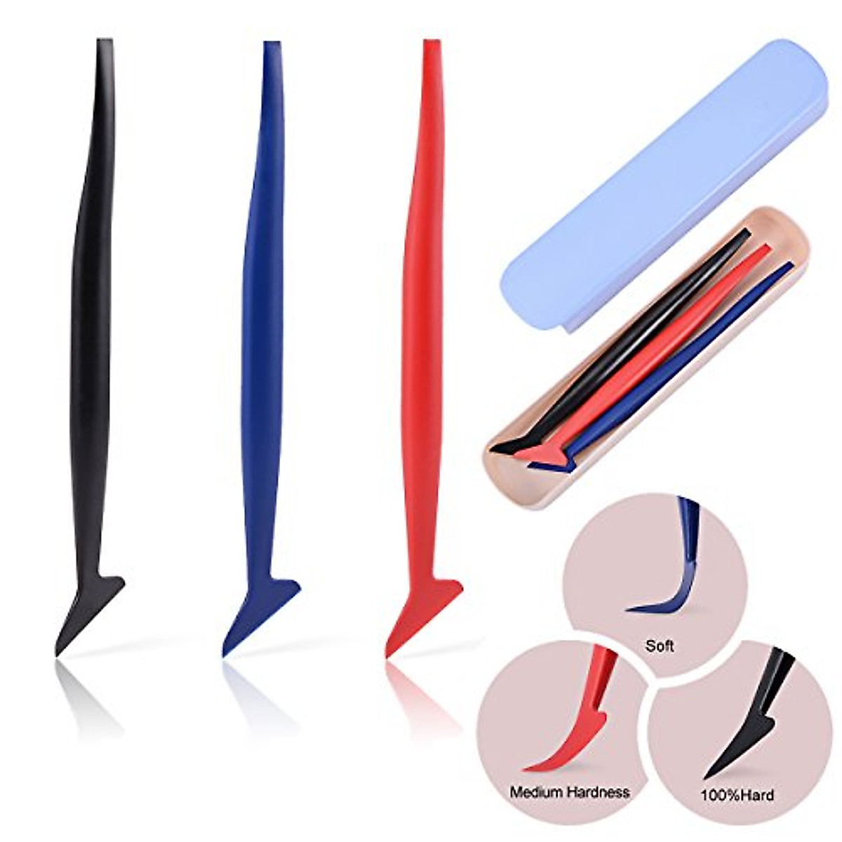 EHDIS Vinyl Wrap Stick 3 Pieces Micro Wrap Squeegee Stick Vinyl Applicator Tool Set for Vinyl Wrap Installation,Graphic Application,Seam Tucking & Finishing,Film into The Smallest Gaps, Car Wrapping