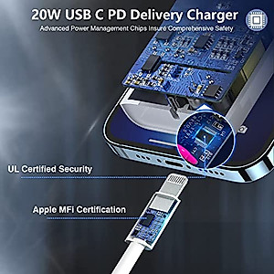 iPhone 13 14 Charger Cable,[Apple MFi Certified]2Pack iPhone Fast Charger 20W Type C Wall Charger Travel Plug Adapter USB C to Lightning Cable for iPhone 14/13 Pro Max/13 Mini/12/12 Pro Max/11 Pro Max