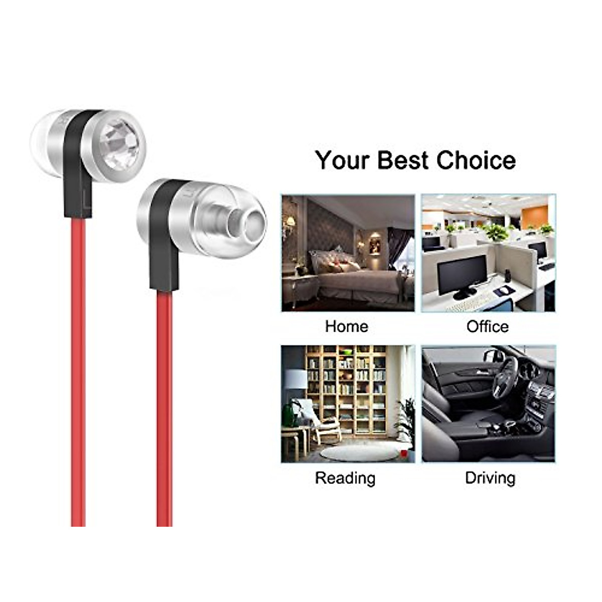 LUXEAR Earbuds with Microphone, in-Ear Stereo Headset Earphones with Remote Control Clear Sound, Noise-isolating, Ergonomic Comfort-fit, for All Android Smartphone(Red)